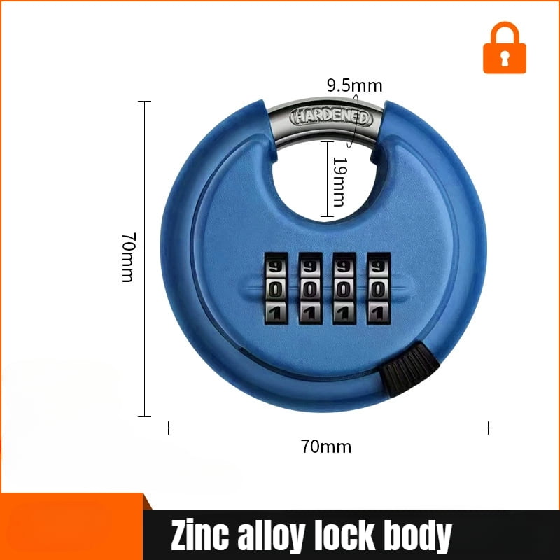 Combination Lock, 4 Digit Disc Padlock with Hardened Steel Shackle ...