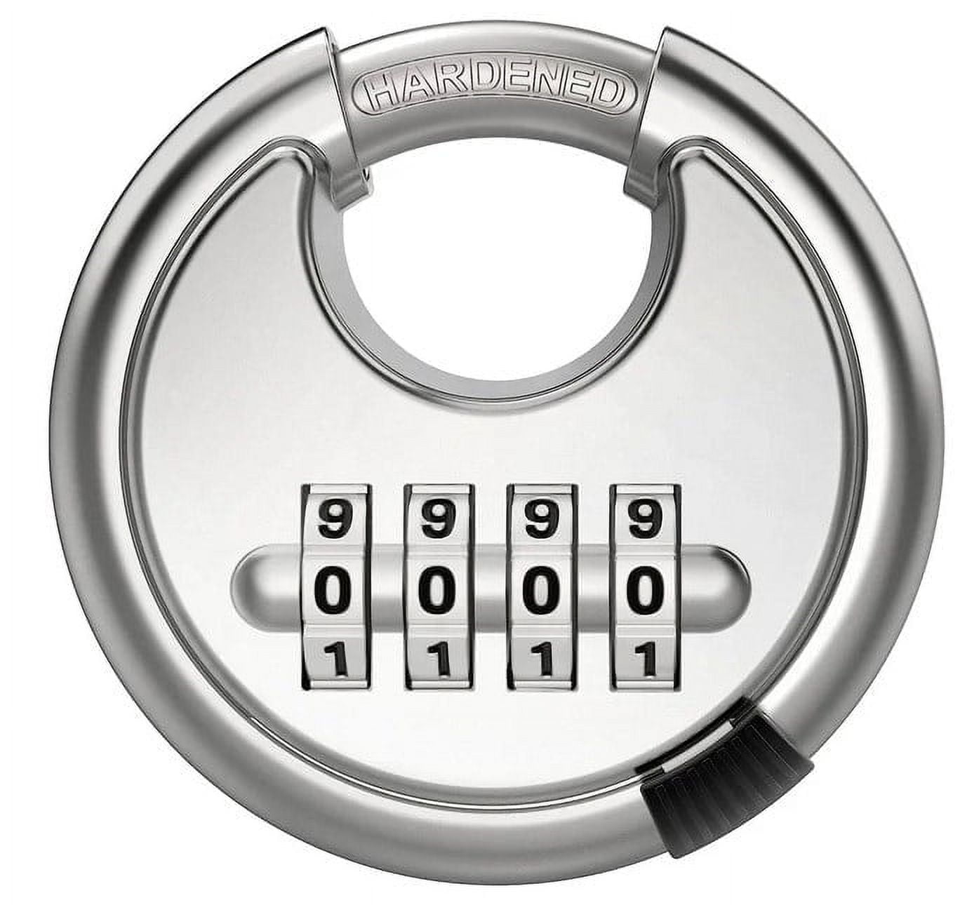 Combination Lock, 4 Digit Disc Padlock with Hardened Steel Shackle ...