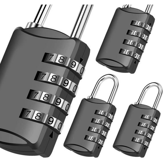 Combination Lock, 4-Digit Padlock Keyless, Resettable for Luggage ...