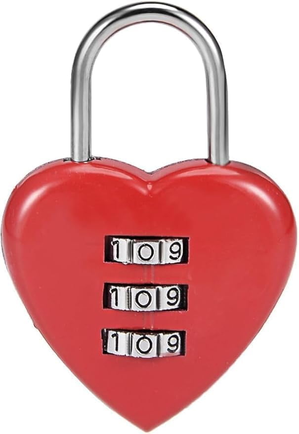 Combination Lock, Heart Shape 3 Digital Password Padlock, Mini Outdoor ...