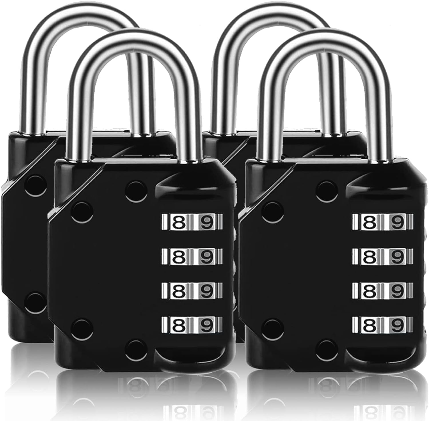 Combination Lock Resettable, 4 Pack 4 Digit Outdoor Waterproof Combo ...