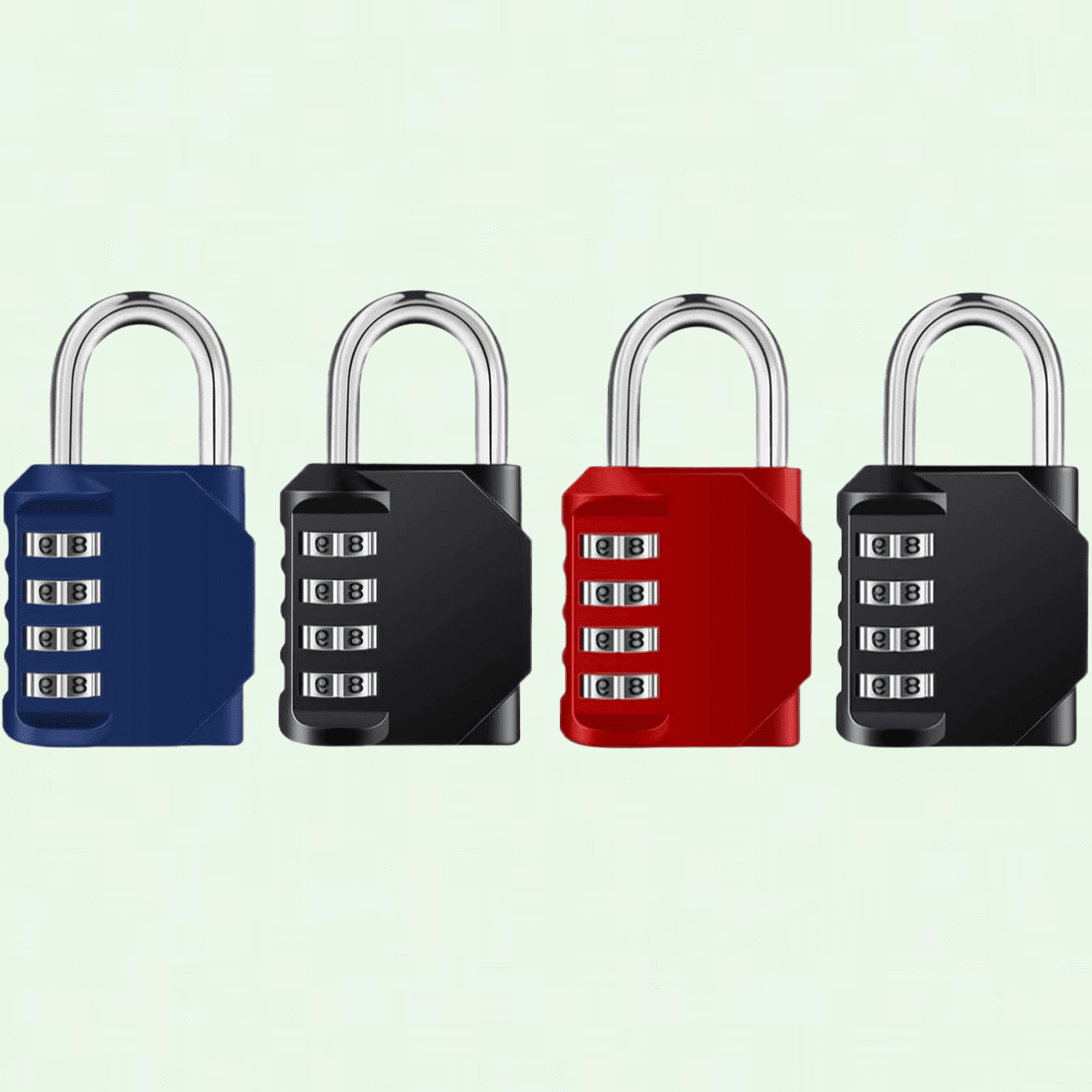 Combination Lock for Locker, 4 Digit Padlock, Set of 4 (2 Black, 1 Blue ...
