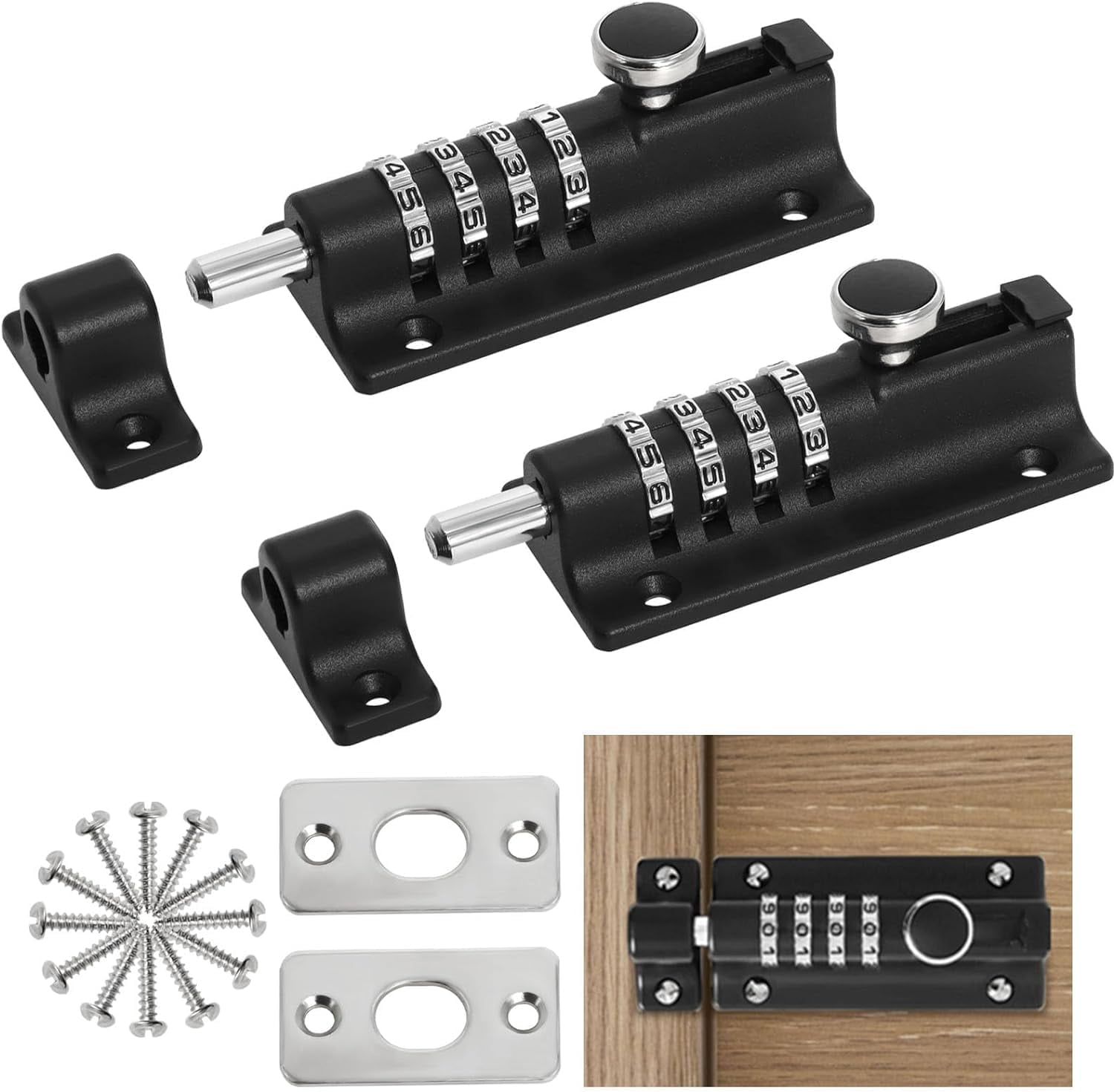 Combination Locking Bolt, Door Security Slide Latch Lock, Combi-Bolt 4 ...