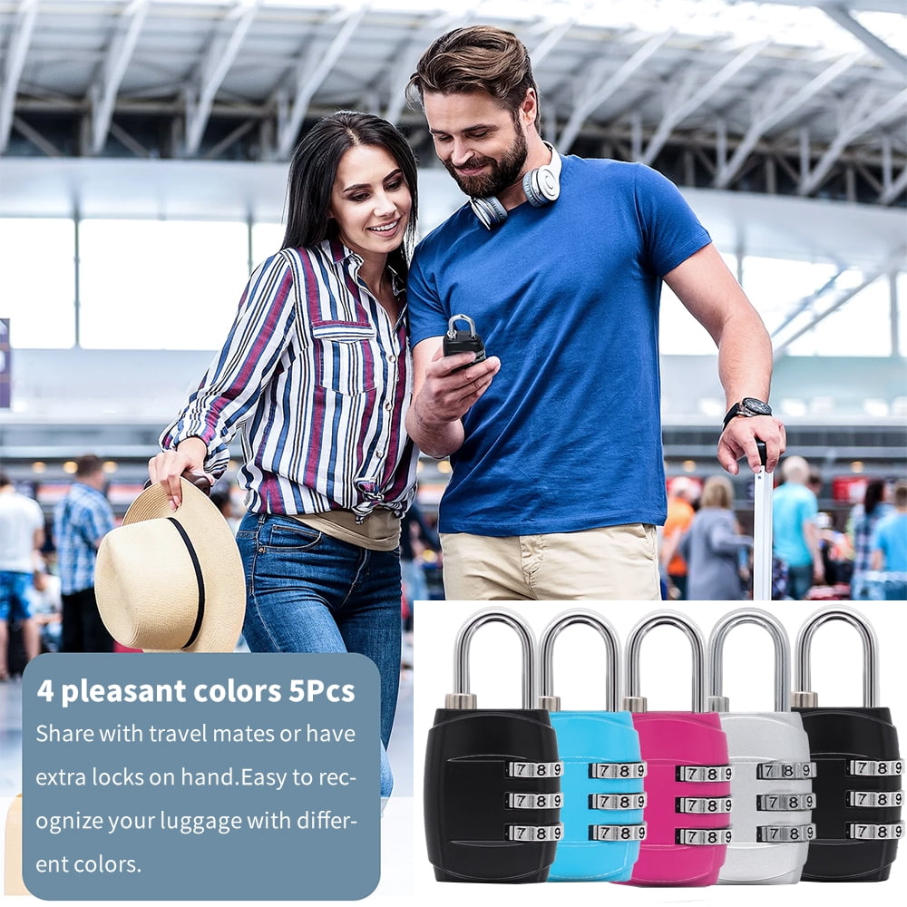 Combination Locks 5 Pack 3 Digit Resettable Combination Padlock,Outdoor ...