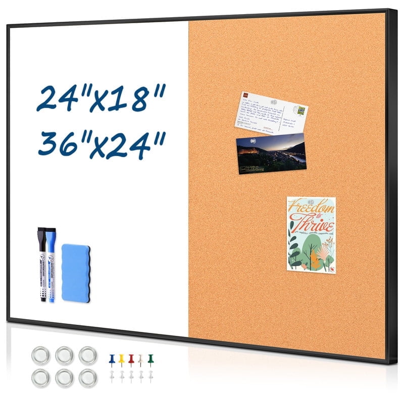 Combination Magnetic Whiteboard Cork Bulletin Board, 36" X 24" Combo ...