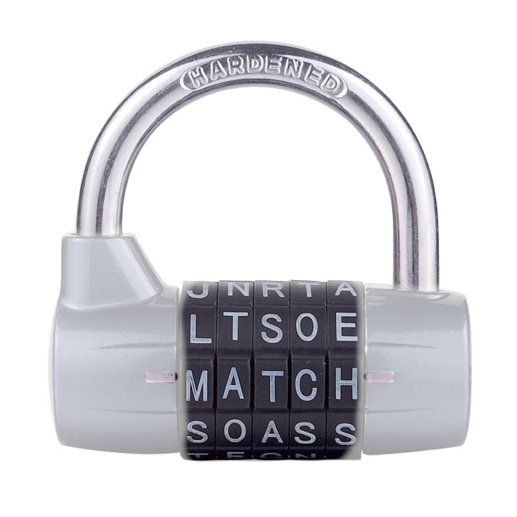 Combination Padlock 5 Dial Gym Locker Lock 5 Letter Word Lock 5 Digit ...
