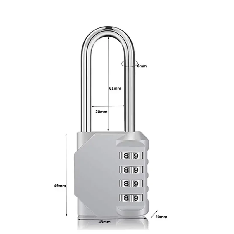 Combination Padlock Outdoor 4 Digit Long Shackle Waterproof Password ...