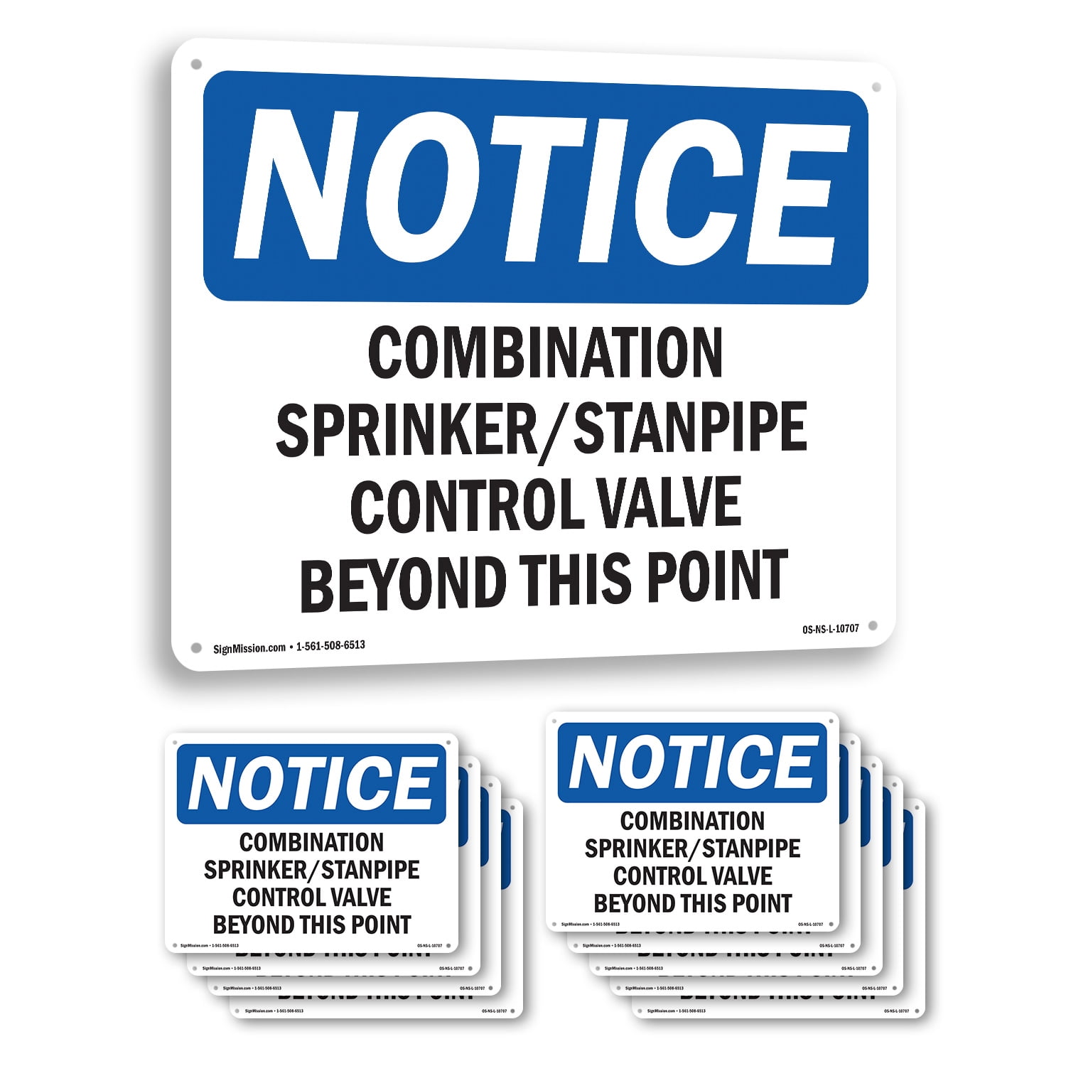 Combination Sprinkler Standpipe Control OSHA Notice Aluminum Sign 18 ...