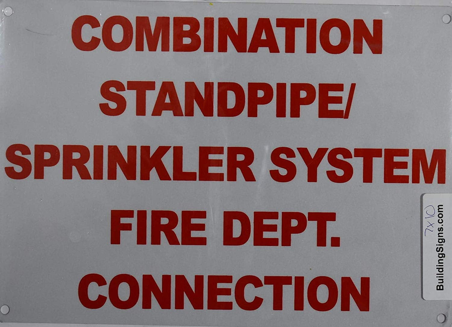 Combination Standpipe Sprinkler System FIRE Department Connection Sign ...