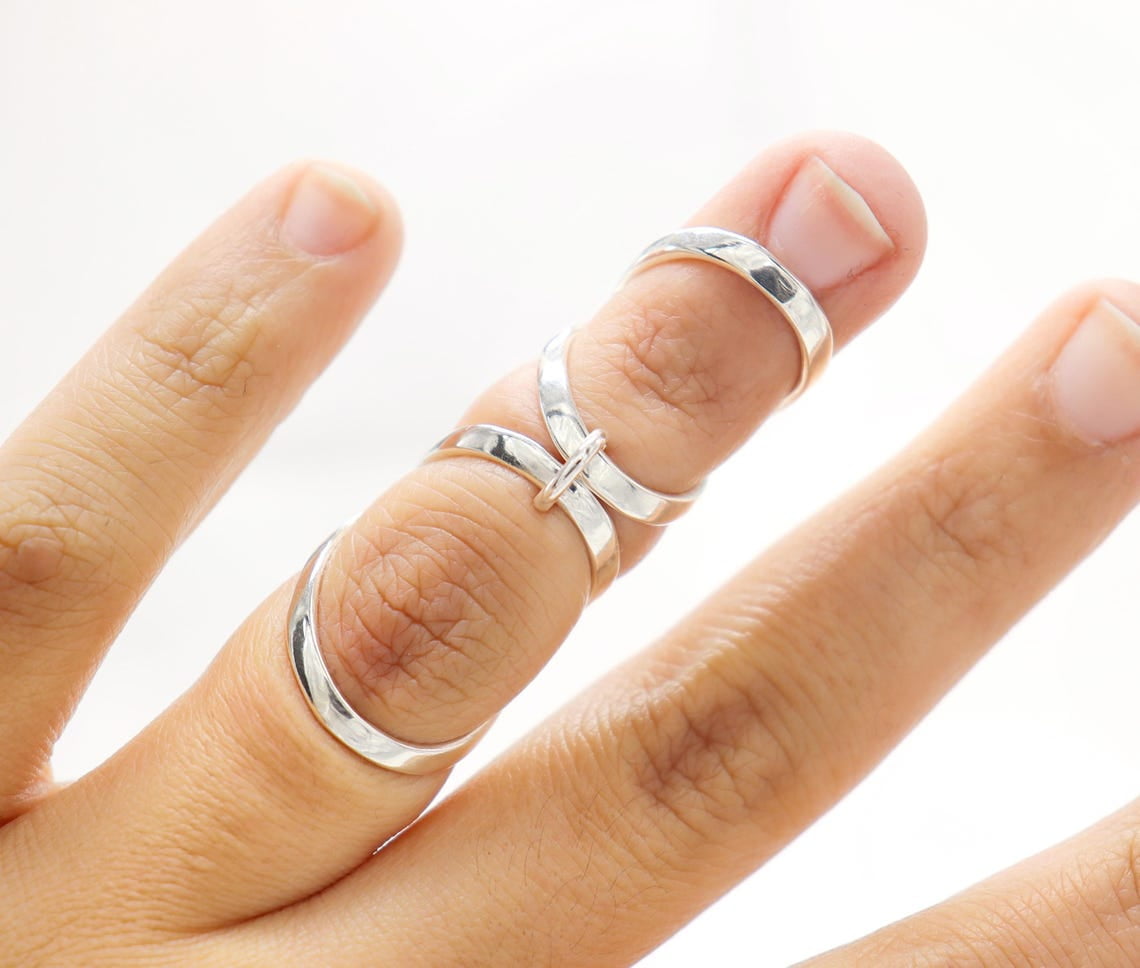 Combination Swan Neck Splint Ring in Polished Sterling Silver | Custom ...