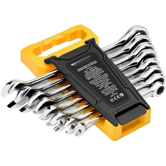 Combination Wrench Set, 8- Ratcheting Wrench Set with Organizer Rack ...