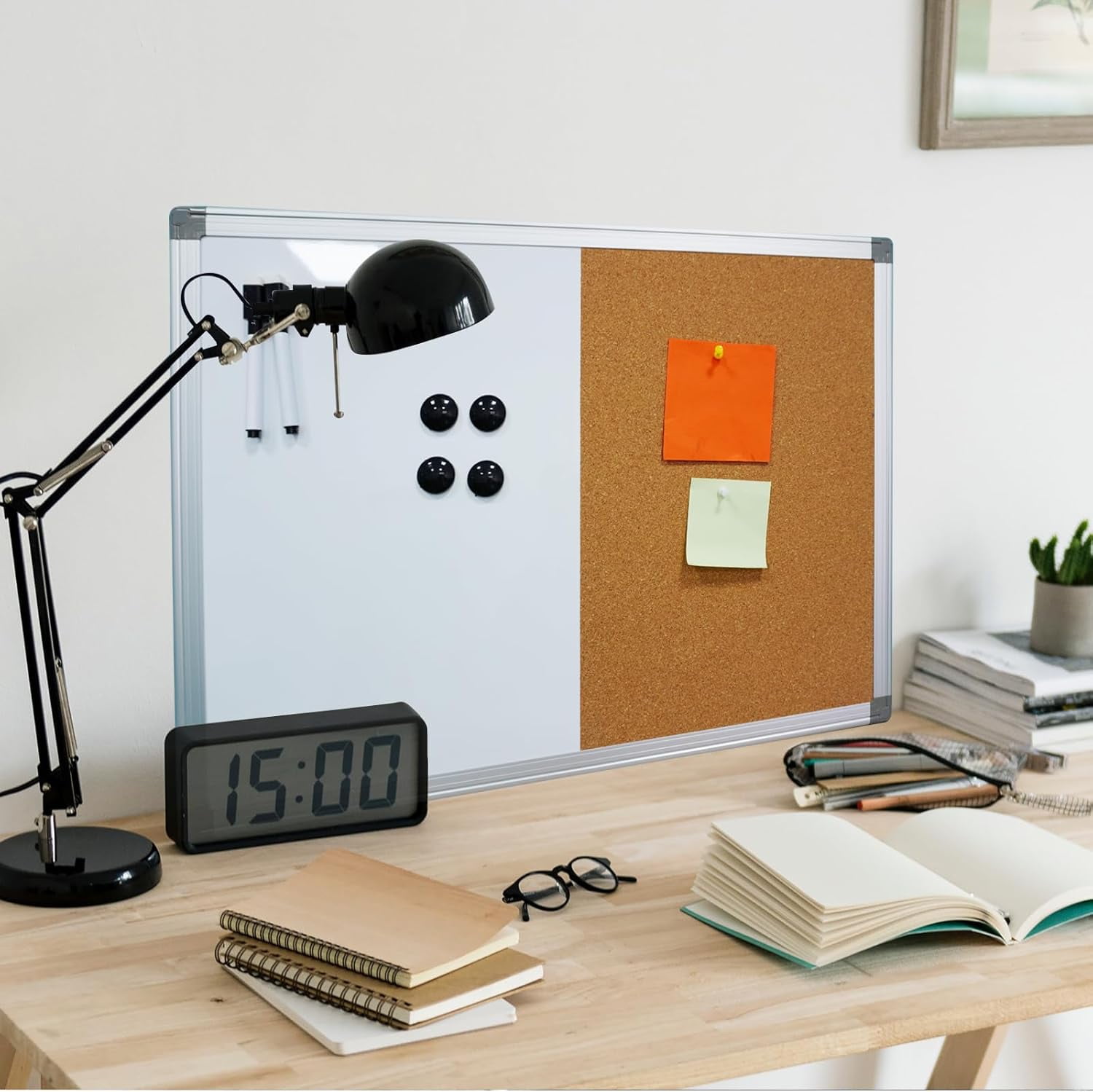 Combination Writeboard 36"x 24" Magnetic Whiteboard & Cork Board ...