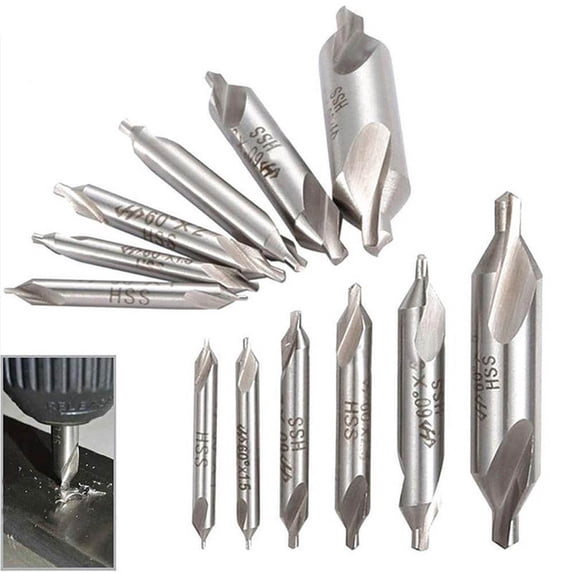 Combined Center Drill Countersink Bit Set 6PCS, Lathe Mill Tackle Tool ...