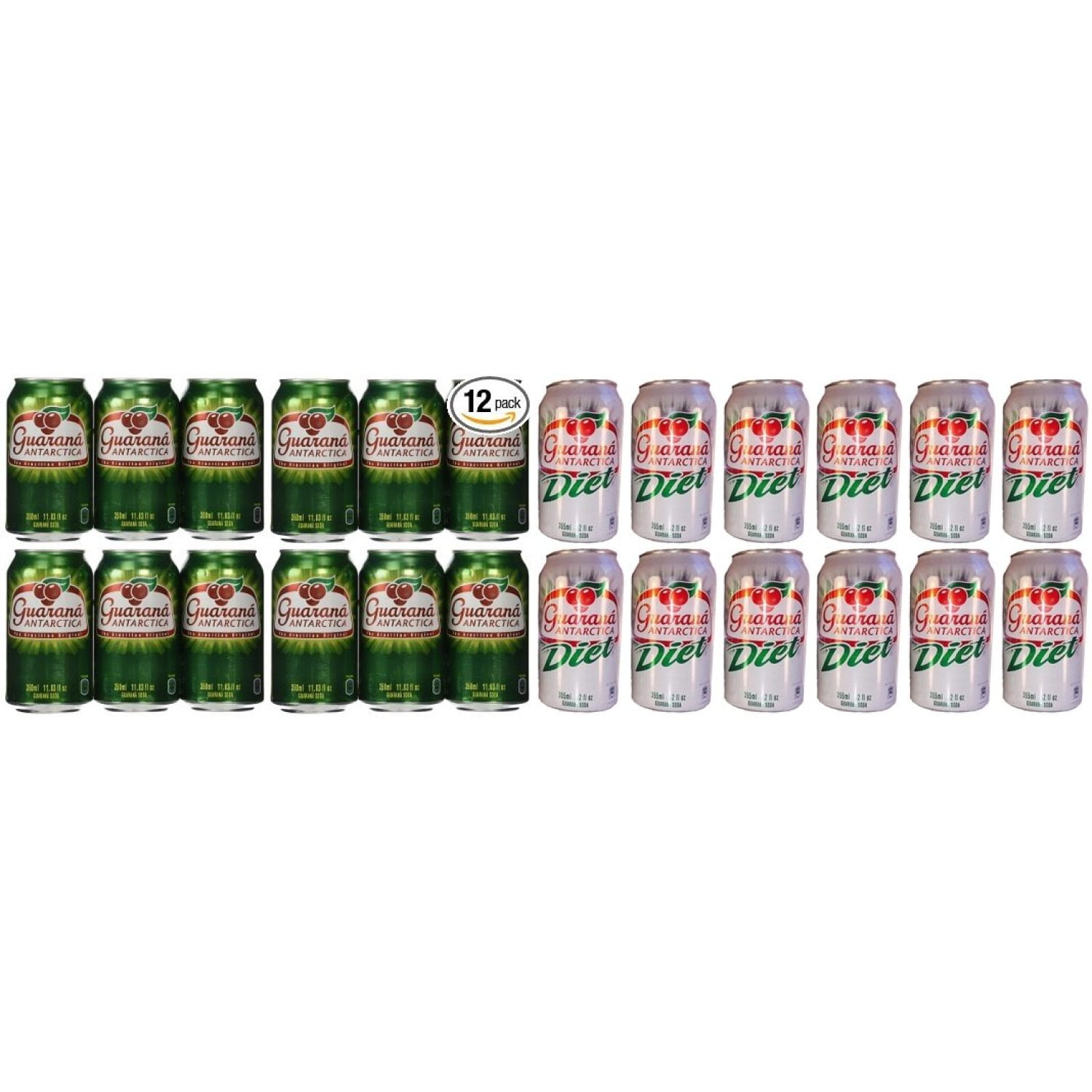 Combo 12 Guarana Antarctica 350ml + 12 Guarana Antarctica Zerosugar 350ml - Walmart.com