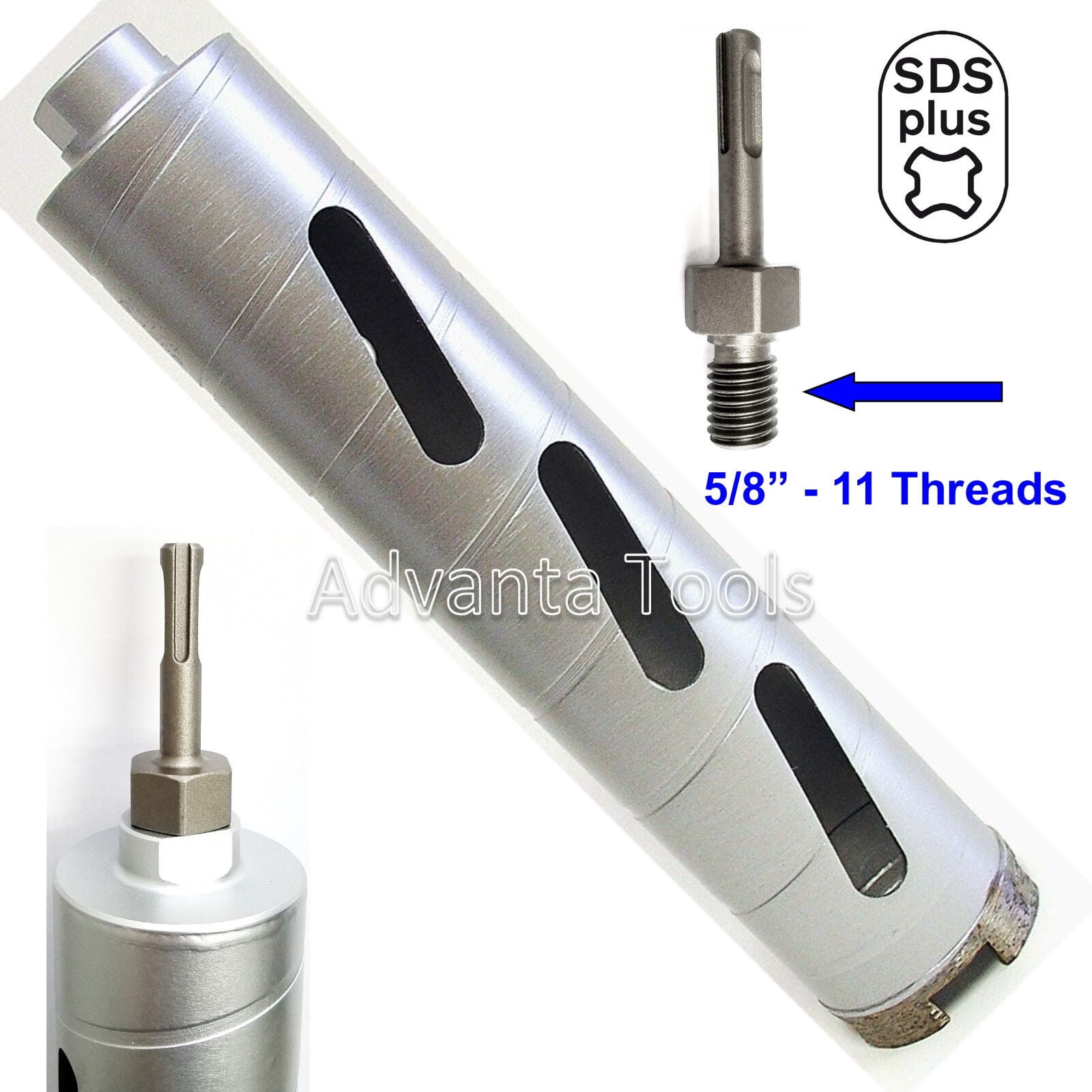 Combo: 3-1/4” Dry Diamond Core Drill Bit for Hard Concrete with SDS ...