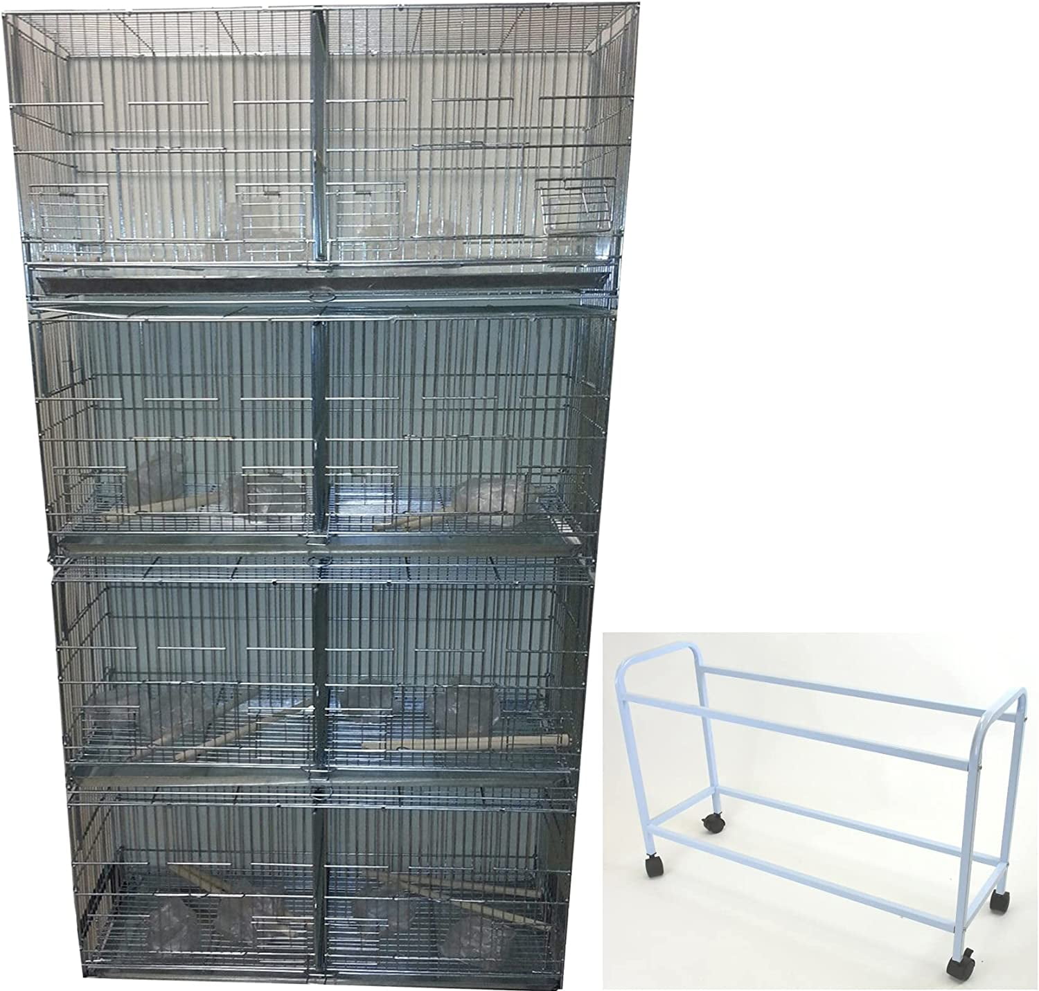 Combo: 4 of No Rust Galvanized Stack and Lock Double Breeder Cage Bird ...