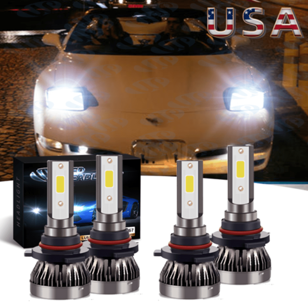 Combo 9005+9006 LED Headlight Bulb Kit High Low Beam For Corvette C5 ...