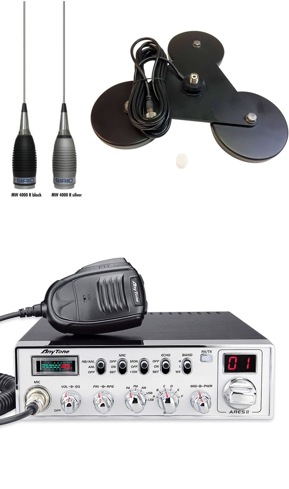 Combo: Anytone ARES II 10m/CB Radio with Sirio Megawatts 4000 R Antenna ...