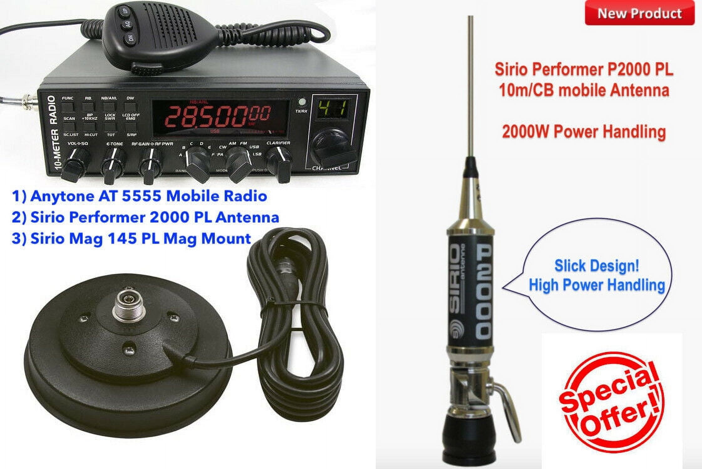 Combo: Anytone AT 5555 Mobile Radio with Sirio Performer 2000 PL ...