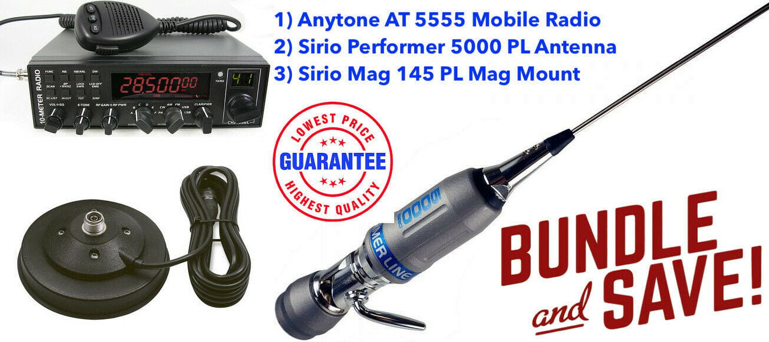 Combo: Anytone AT 5555 Mobile Radio with Sirio Performer 5000 PL Antenna with Mag 145 PL Mag ...
