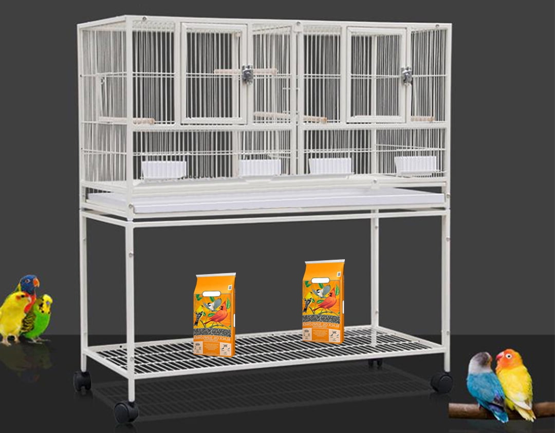 Stackable Breeder Bird Cage with Divider, Nesting Doors, Rolling Stand ...