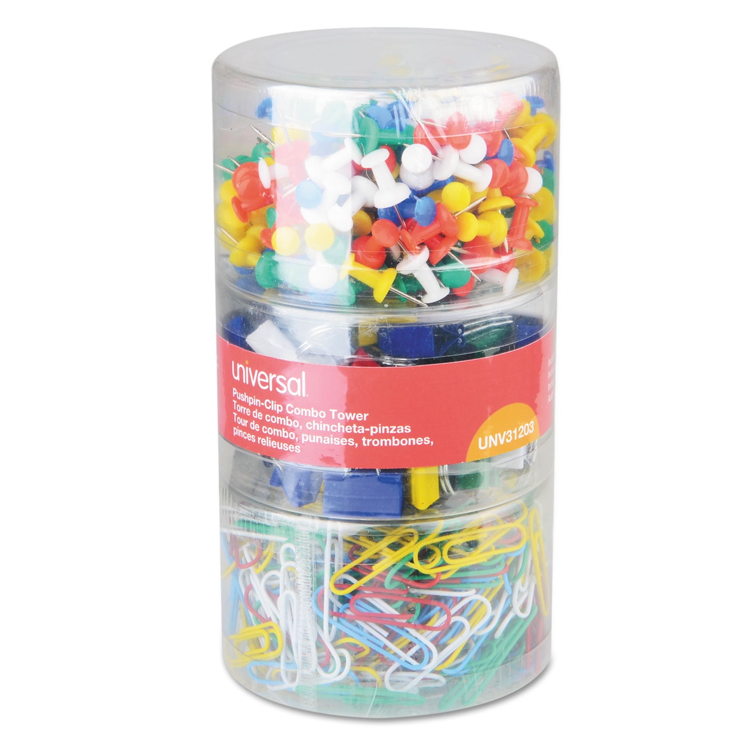 Combo Clip Pack, 380 Paper Clips, 280 Push Pins And 46 Binder Clips ...