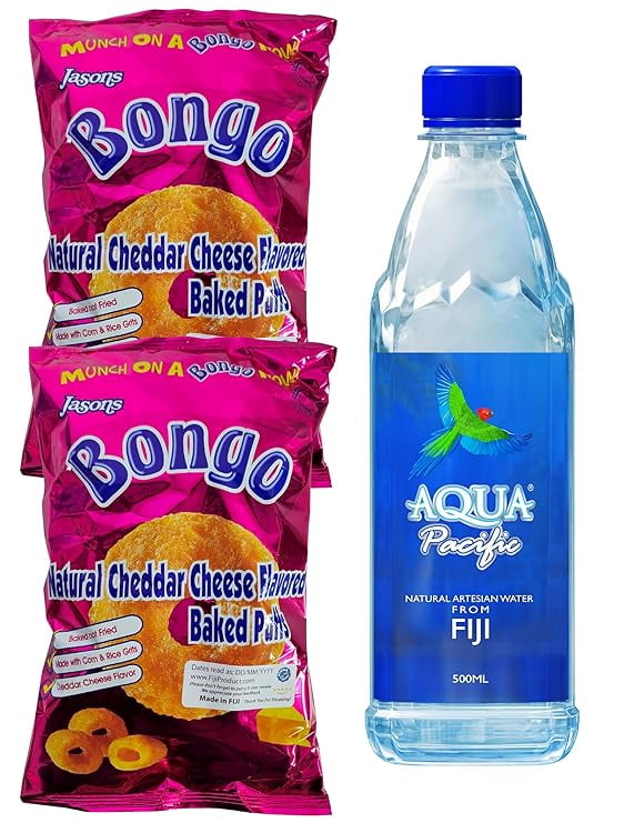 Combo Deal - Bongo Cheese Snack Puffs, Natural Bottled Water (2 Pack x ...