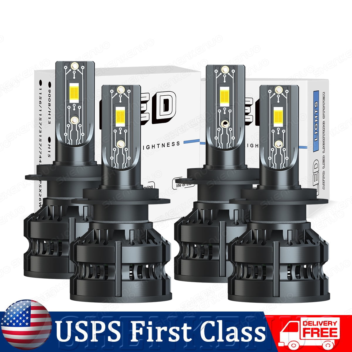 Combo H7+H7 LED Headlight Bulbs Kit High Low Beam Super Bright Xenon ...