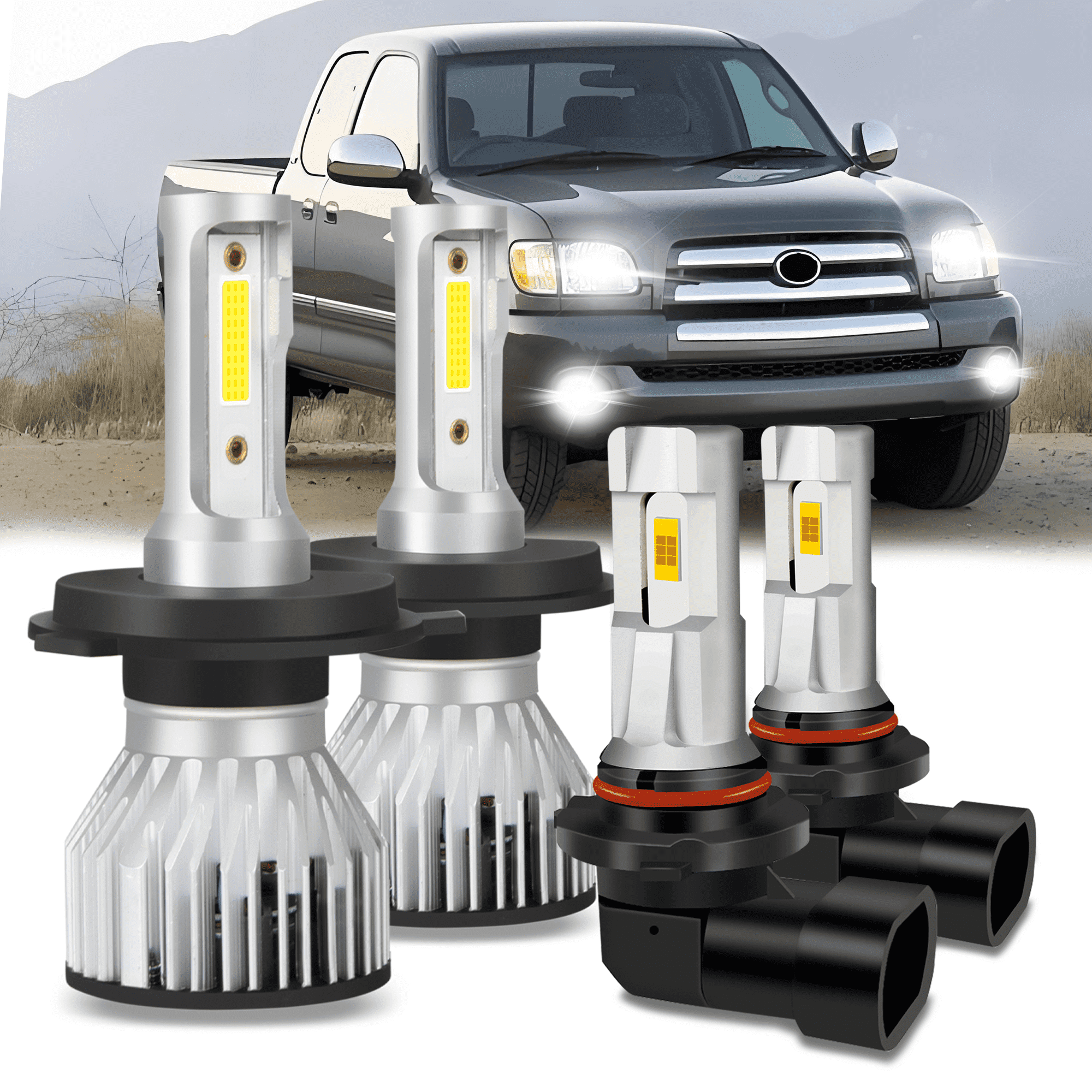 Combo LED Headlight Fog Light Bulbs Kit White for 2000-2006 Toyota ...