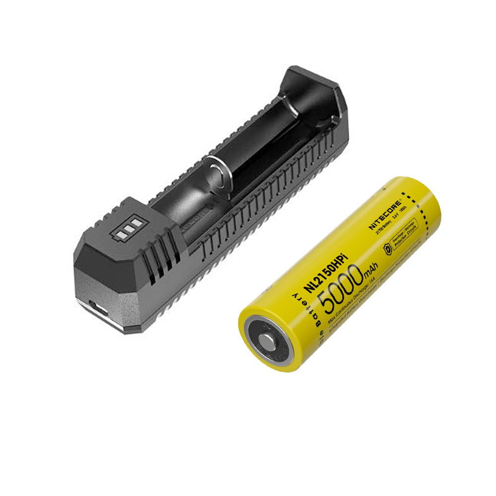 Combo: Nitecore UI1 Portable USB Charger and NL2150HPi 21700 Battery w ...