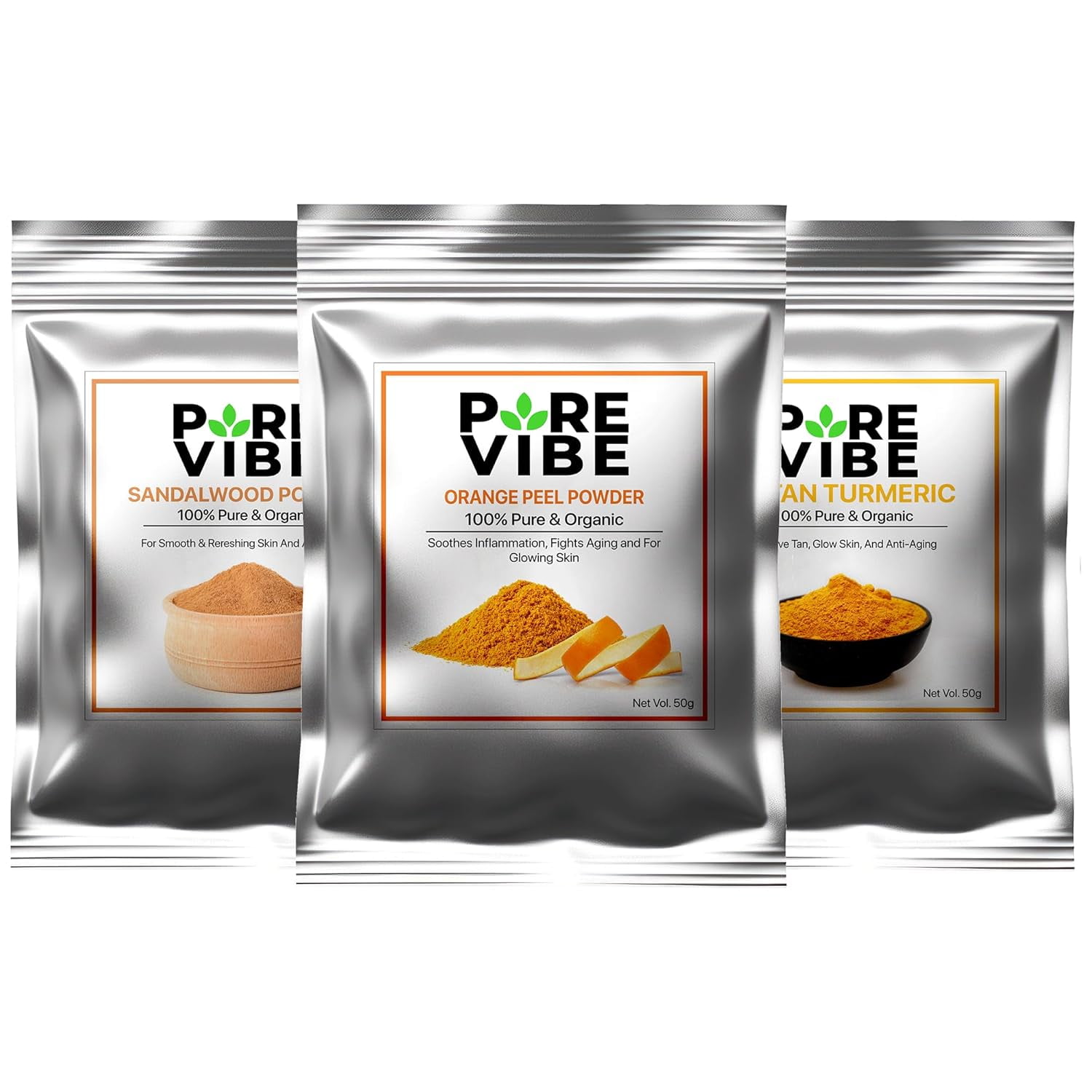 Combo Pack of 3 100 Pure Organic Sandalwood Powder 50g Ubtan Turmeric ...