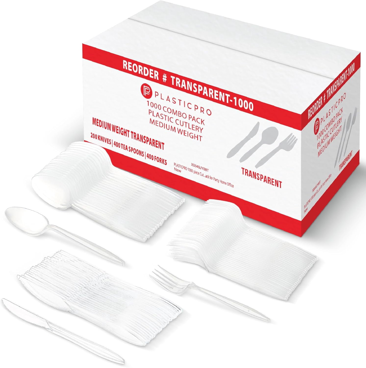 Plastic Pro 1000-Piece Plastic Cutlery Set with Plastic Spoons, Forks ...