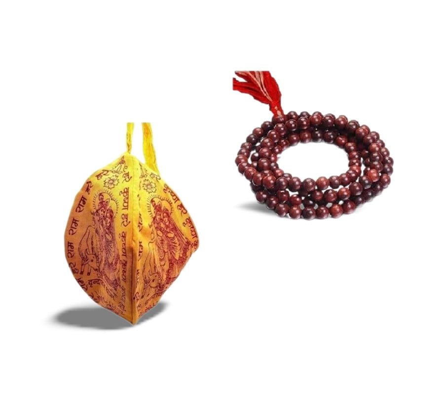 Combo Pack of red chandan(Sandalwood )Beads and Cotton Hare Rama Hare ...