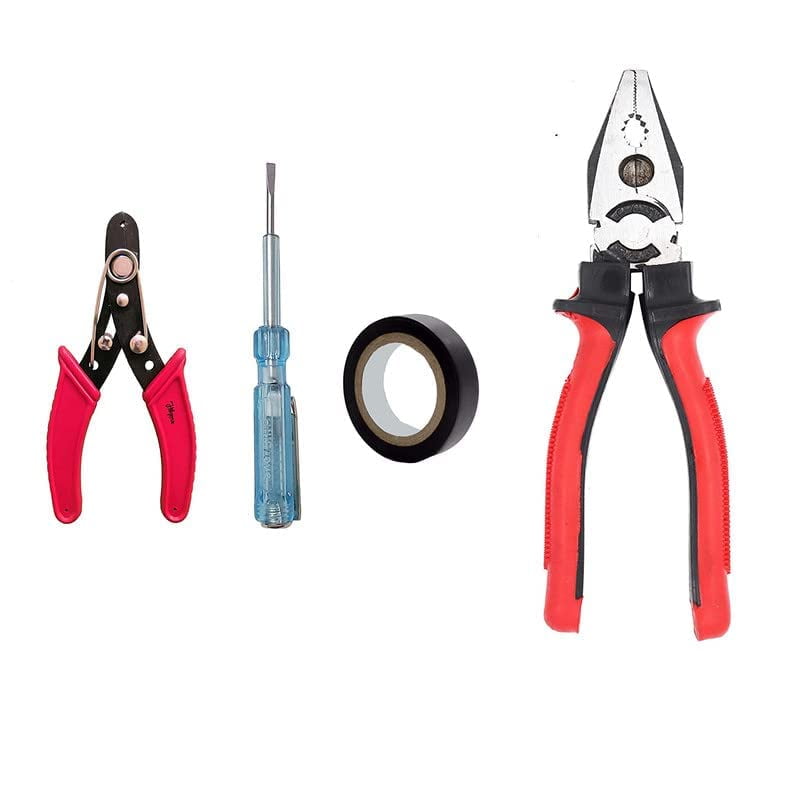 Combo Of Plier, Line Tester, Electrical Tape, Wire Cutter Hand Tool Kit ...