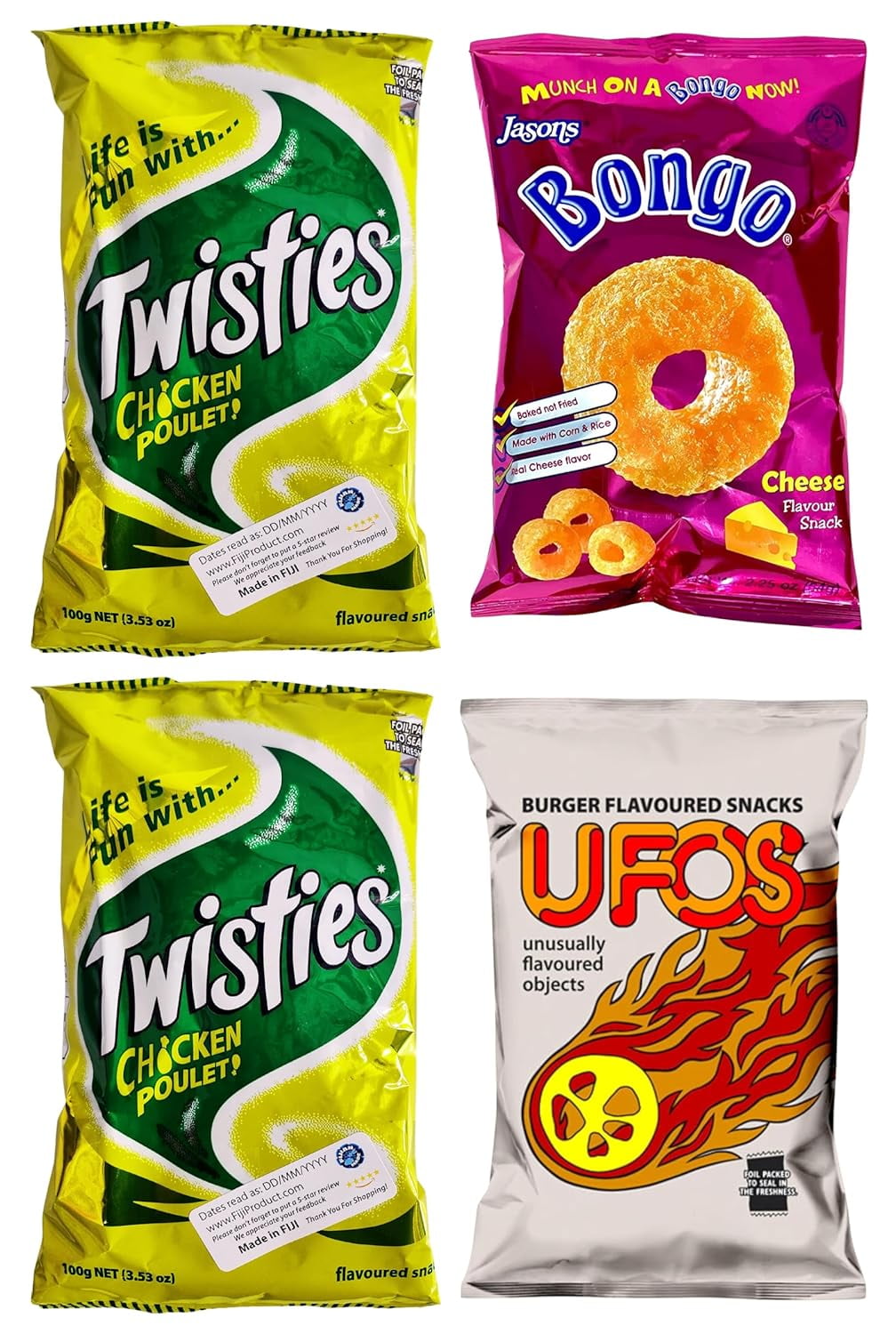 Combo Puffs Snack - 2 x 100g Twisties Chicken Poulet, 1 x 100g UFO'S ...