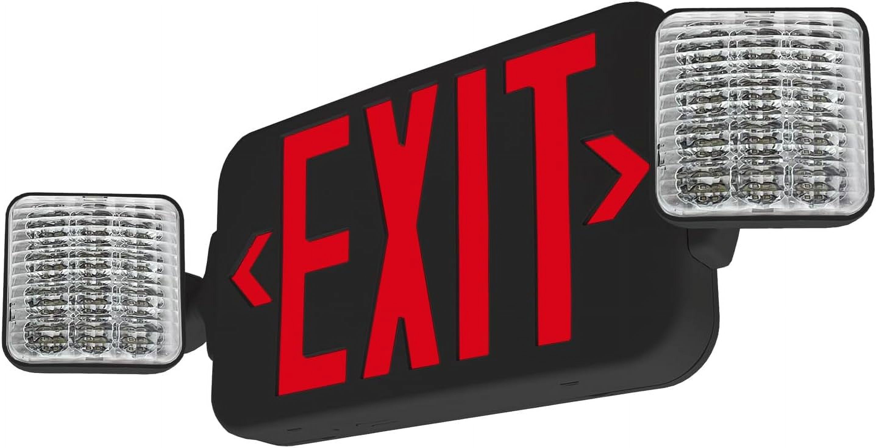 Combo Red Exit Sign with Emergency Lights | Black Housing | All LED ...
