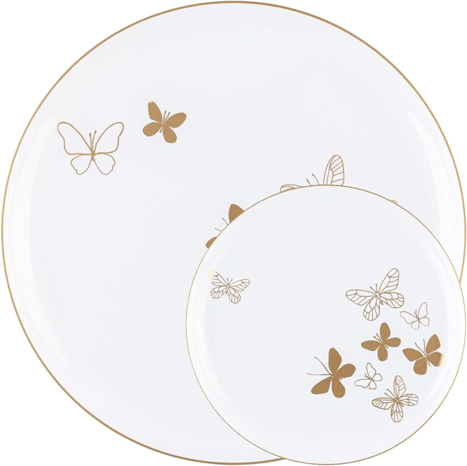 Combo Set 6" Dessert Plates and 10.6" inch Round White Plastic Plates ...