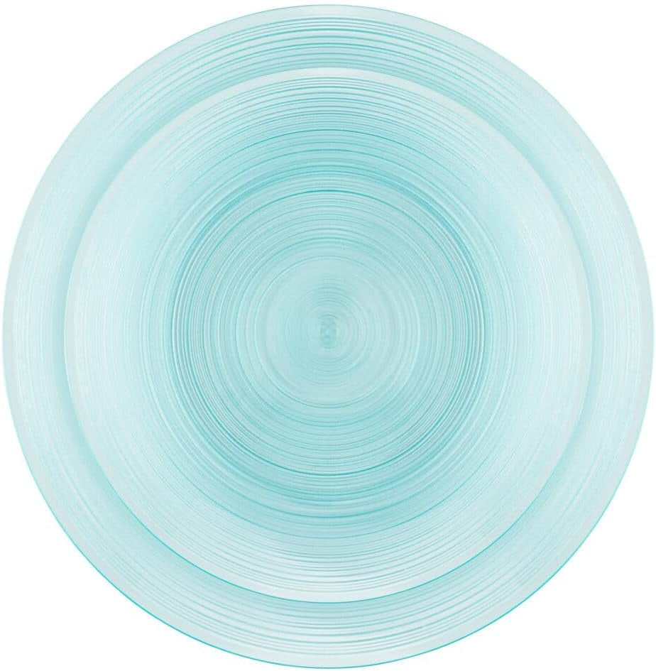 Combo Set 7" Dessert Plates and 10" inch Round Translucent Aqua Blue ...