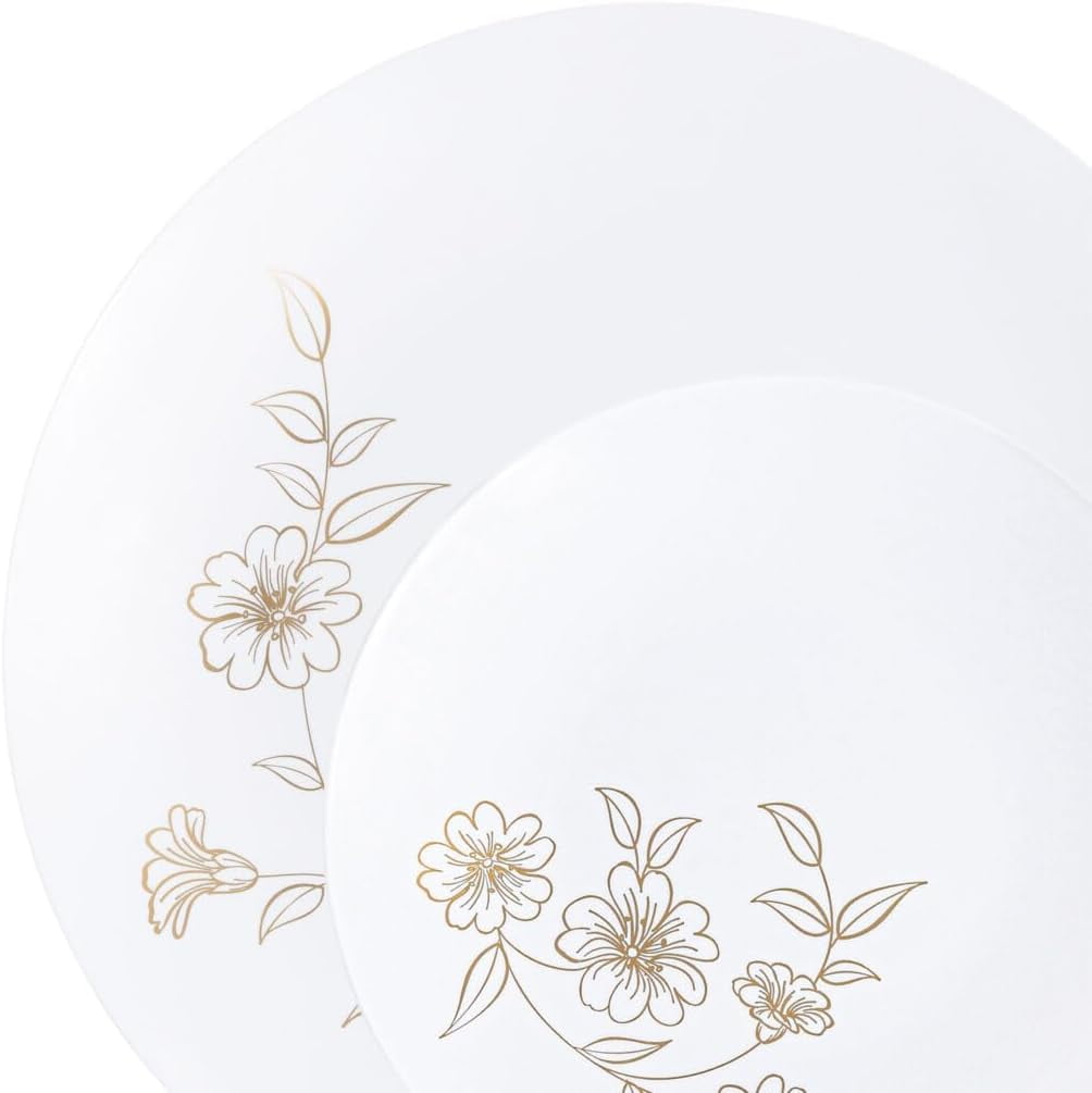 Combo Set 7" Dessert Plates and 10" inch Round White Plastic Plates ...