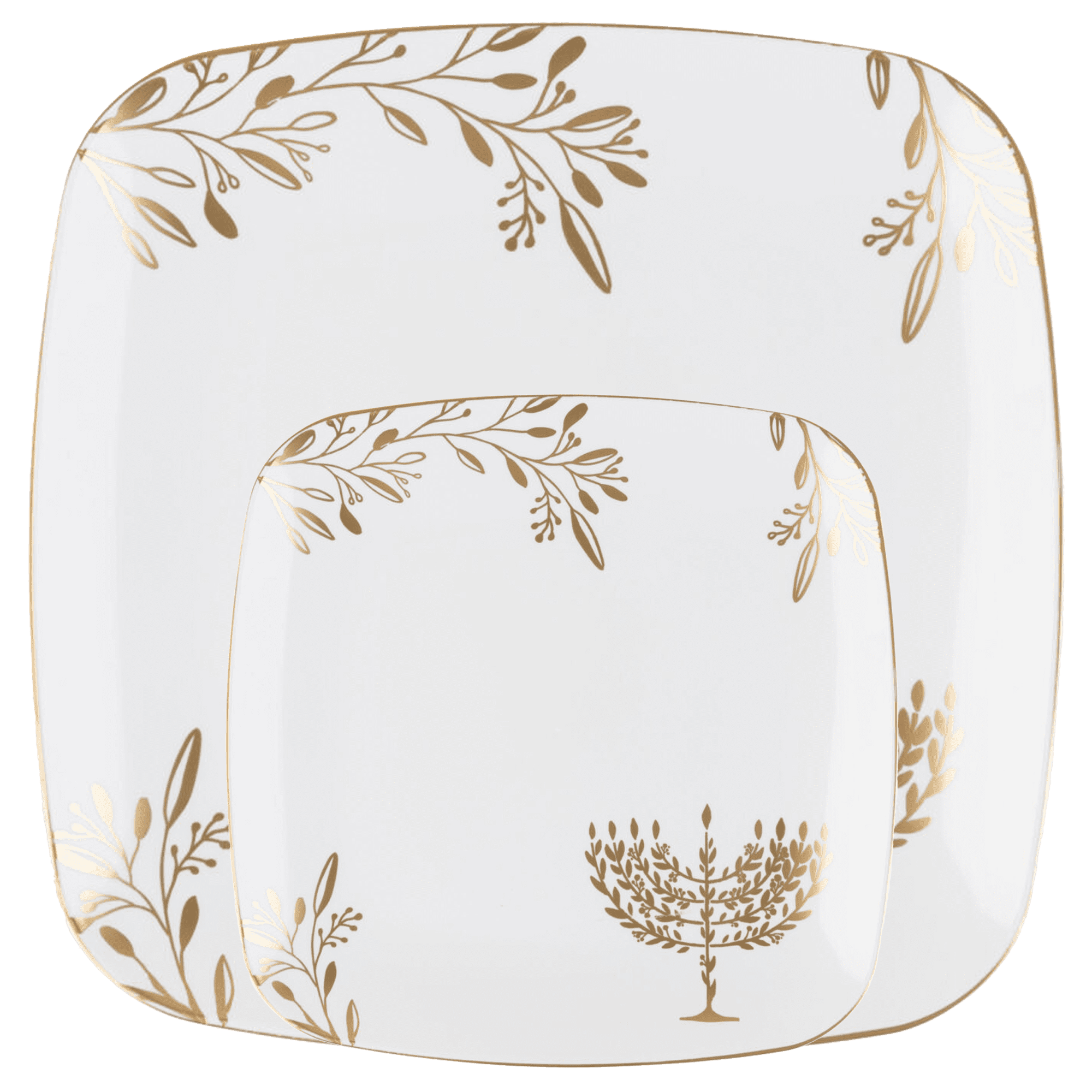 Combo Set 7" inch Salad Plates & 10" inch Square Plastic Plates Heavy ...