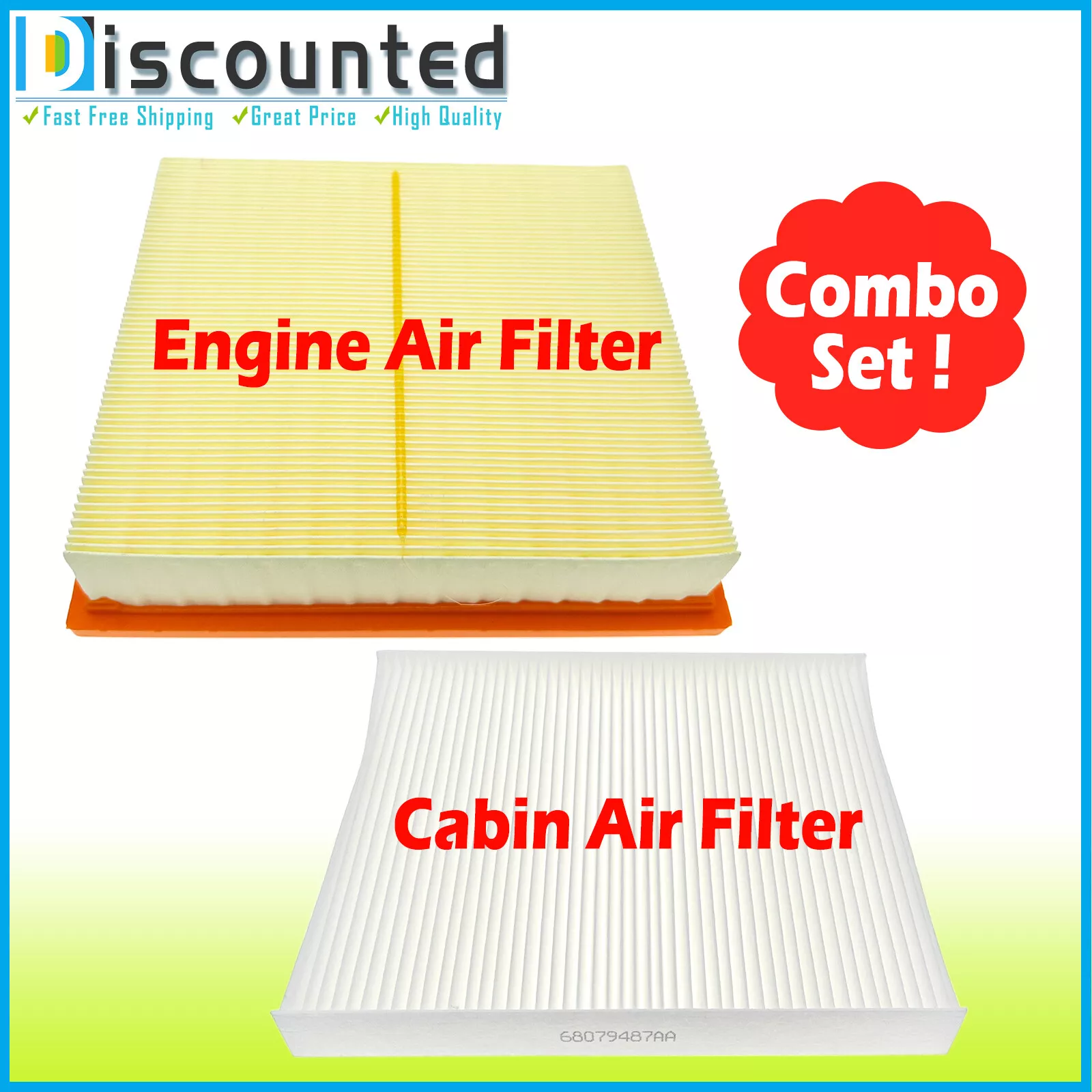 Combo Set Air Filter for 11-21 Jeep Grand Cherokee Limited Laredo ...