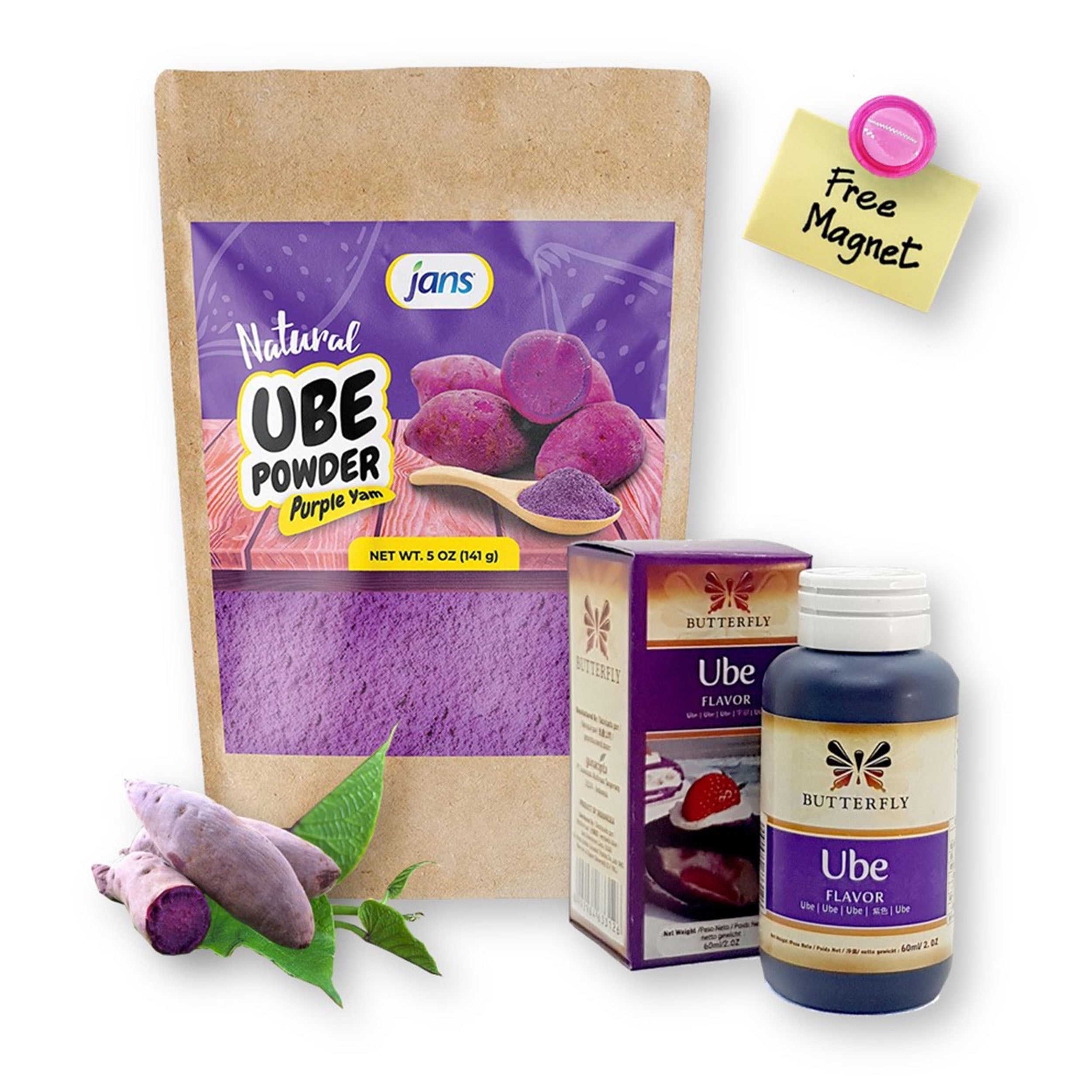 Jans Ube Purple Yam Powder 5 oz. & Butterfly Ube Flavoring Extract 2 oz ...
