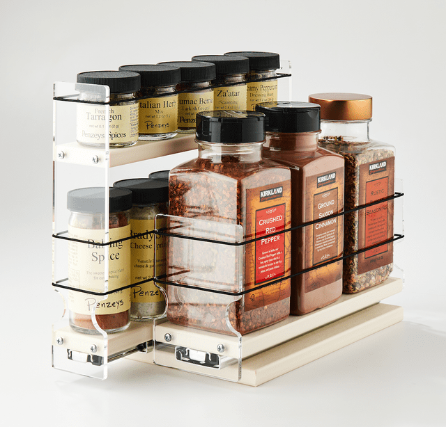 Combo Spice Rack with 2.1" by 2 Tier and 3.25" Single Tier Drawers with ...