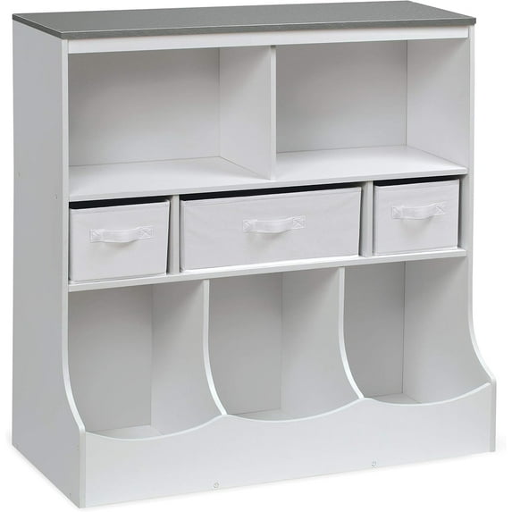 Combo Storage Organizer and Bookshelf - Storage Unit with 3 Removable s ...