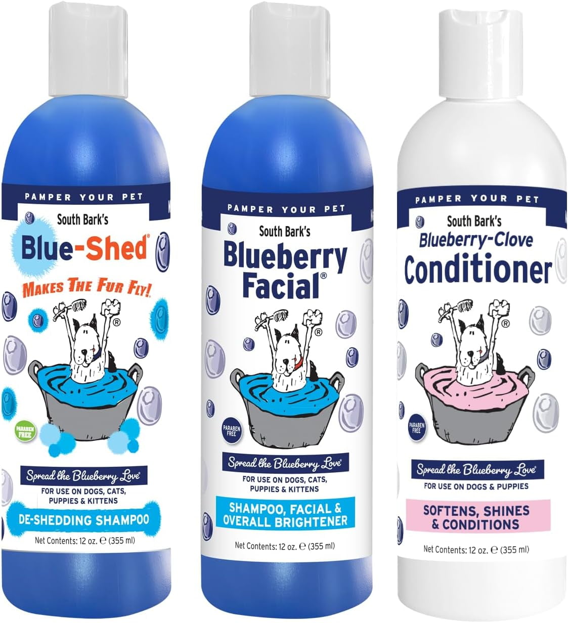 Combo Three-Pack (12 oz. Bottles): Blueberry ®, Blue-Shed® Shampoo ...