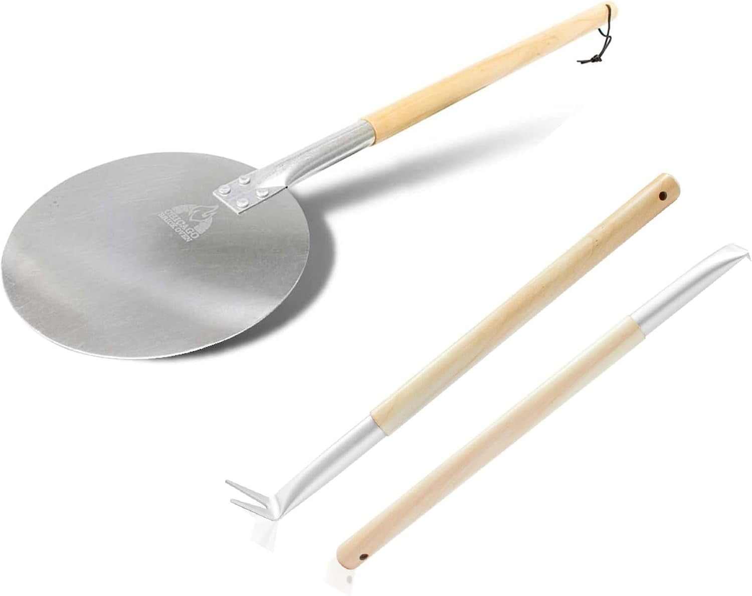 Combo Of Turning Pizza Paddle with Leather Strap and Detachable Wood ...