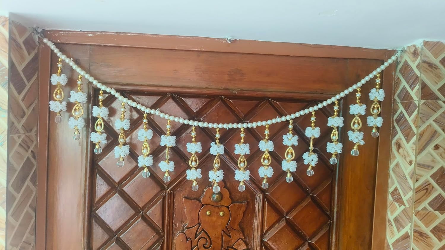 Combo of 2 Toran for Main Door White Mogra Crystal - Walmart.com