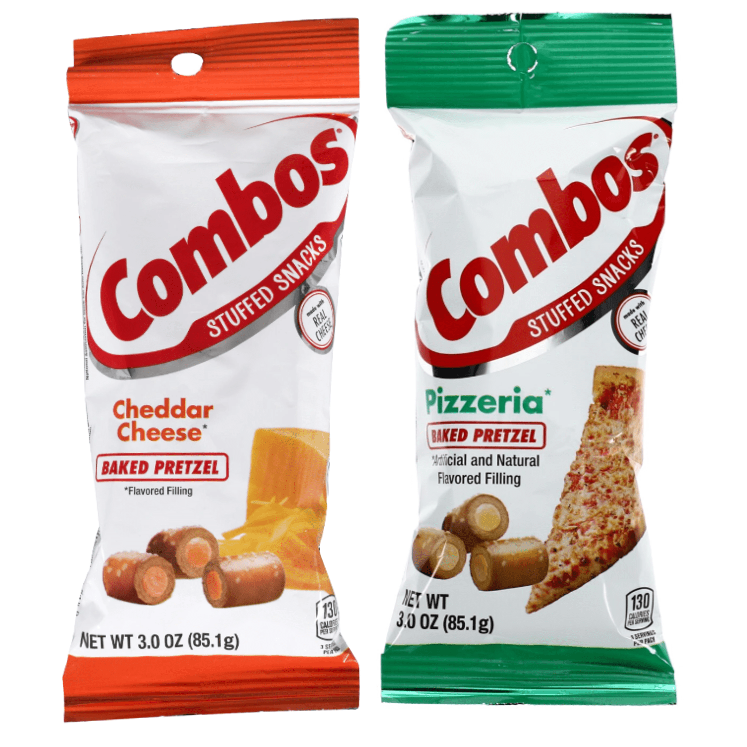 Combos Cheddar Cheese and Pizzeria Baked Pretzel Snacks, Creamy Filling ...