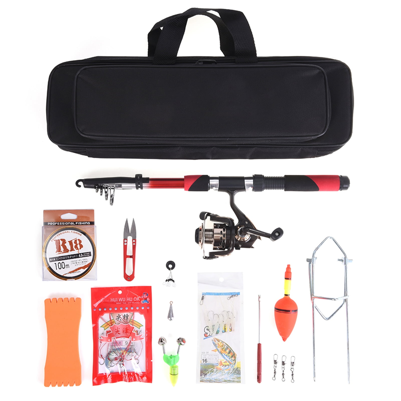 Combos Lixada Fishing Tackle Set With 2.1m Telescopic Fiberglass Fishing Sea Rod Fishing Reel ...