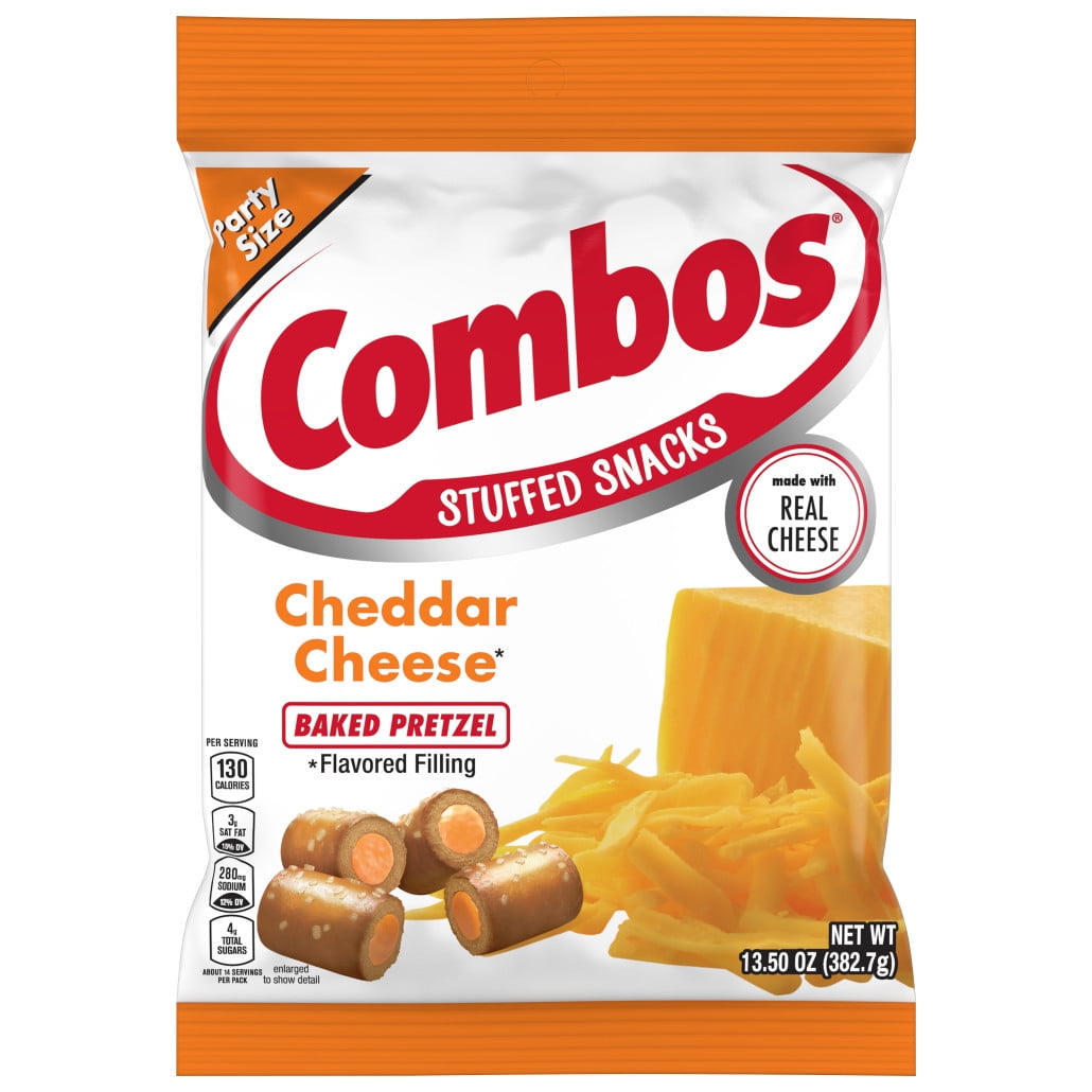 Combos Stuffed Snacks Cheddar Cheese Baked Pretzel Snacks, 13.5 oz Bag ...